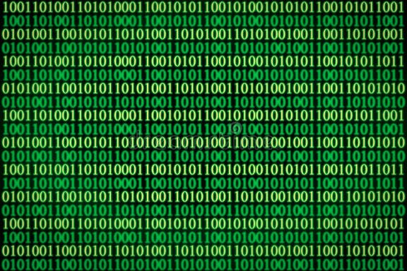 Encrypted Binary ASCII Computer Code on Black Background. Green Binary ...