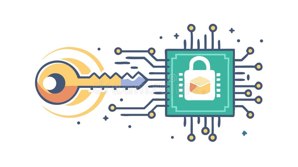 Encrypted Data Security Key Chip Vector, Vector Design Generative AI Stock Vector - Illustration ...