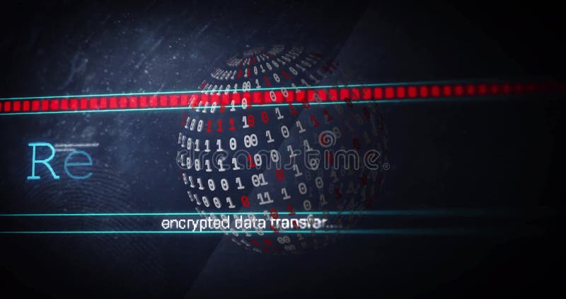 Encrypted Data Transfer Animation Over Binary Code Globe with Red Progress Bar Stock Video ...