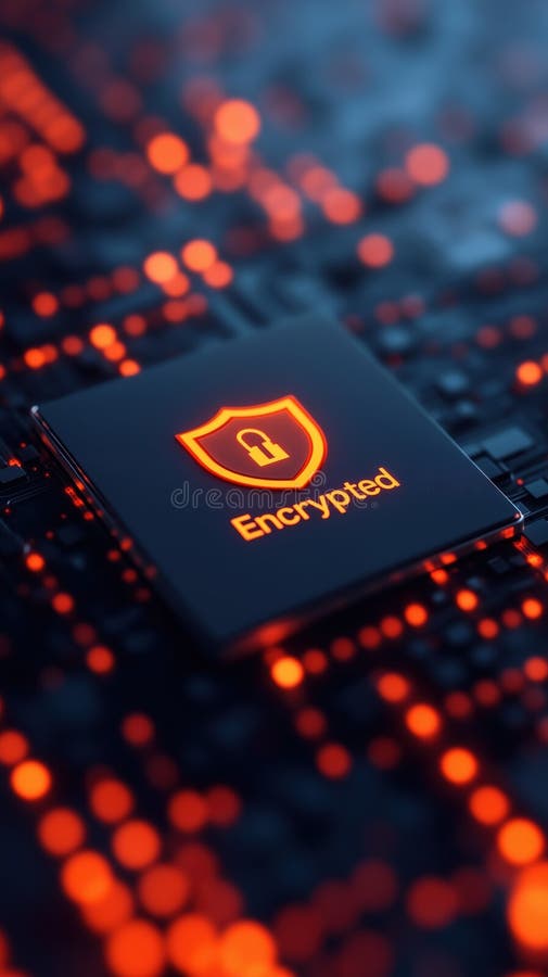 Encrypted Digital Security Symbol with Glowing Elements Evokes Trust ...