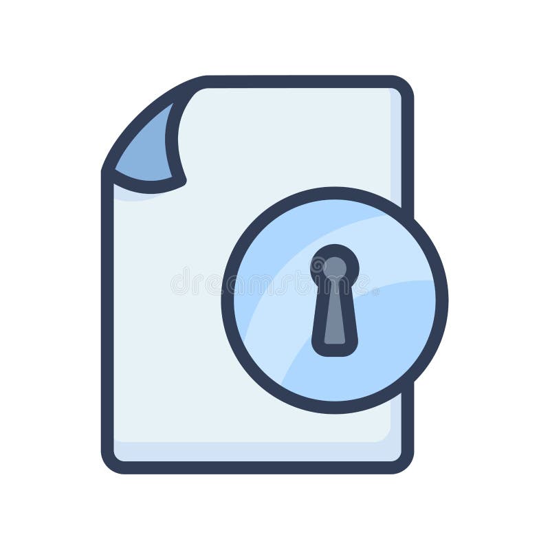 Encrypted Document File Paper Page Password Single Isolated Icon with ...