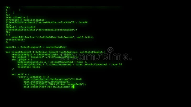 Encrypted Fast Long Scrolling Programming Security Hacking Code Data Flow Stream on Black White ...