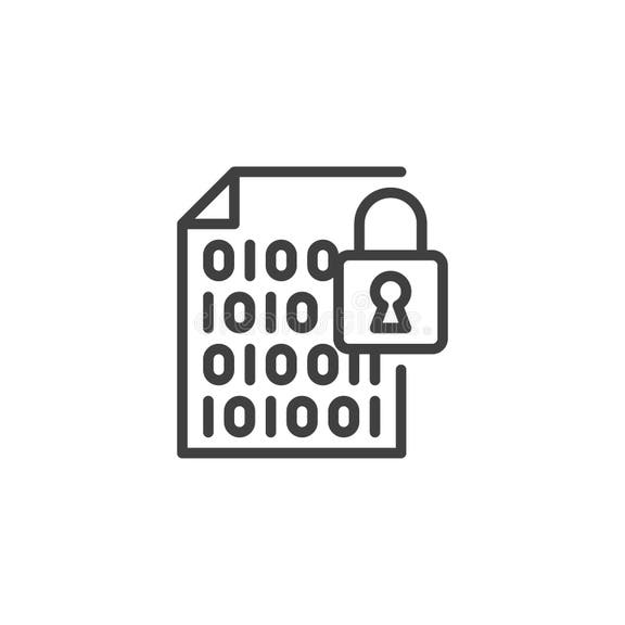 Encrypted File Document Line Icon Stock Vector - Illustration of vector ...