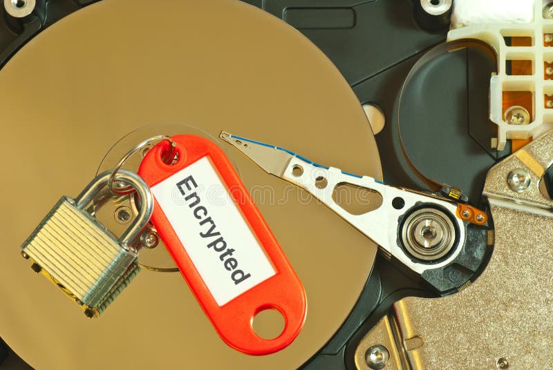 Encrypted hard disk stock image. Image of information - 17106019