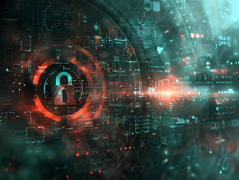 Encrypted Lock Abstract Background with Guarding Spirit. Stock ...