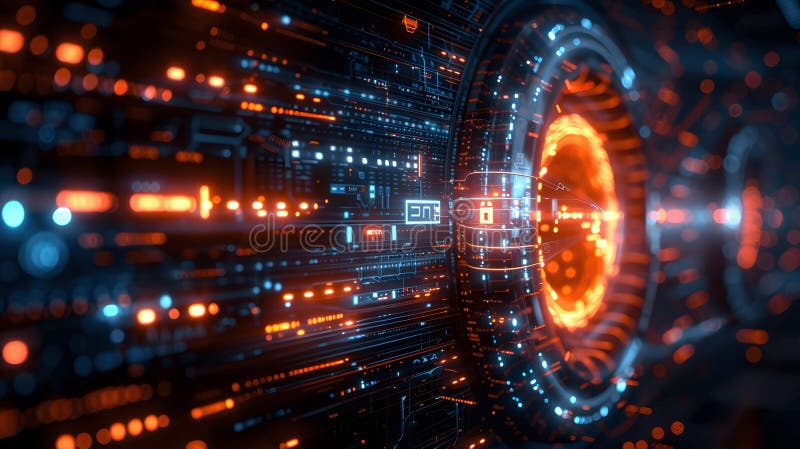 Encrypted Lock Securing Digital Codes. Stock Illustration ...