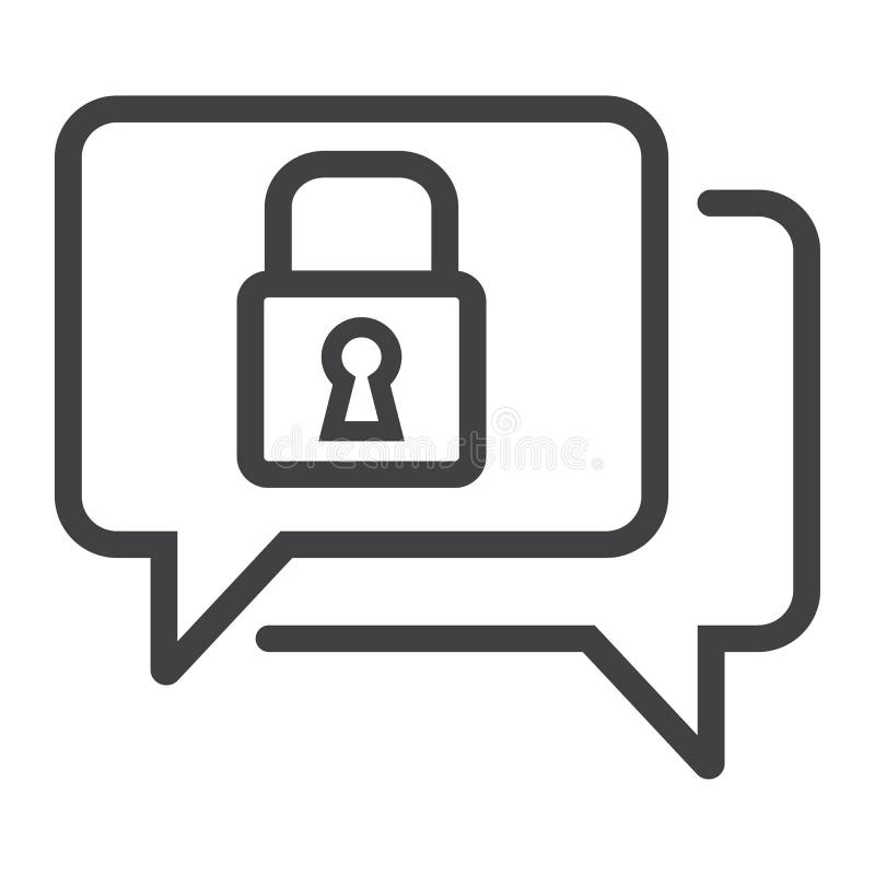 Encrypted Messaging Line Icon, Security Stock Vector - Illustration of ...