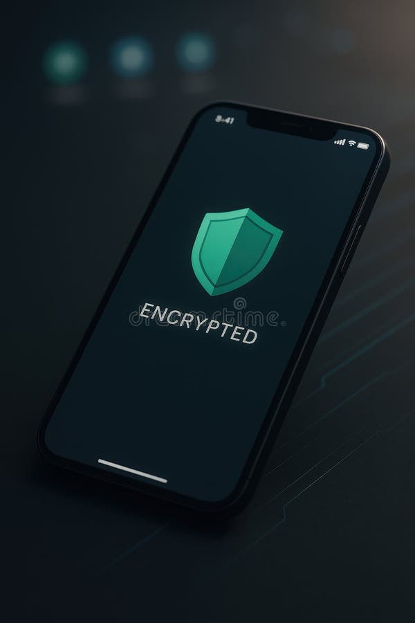 Encrypted Mobile Security Concept with Shield Interface Stock ...
