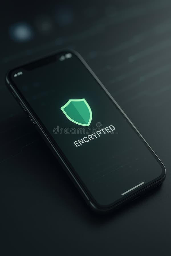 Encrypted Mobile Security Concept with Shield Interface Stock ...