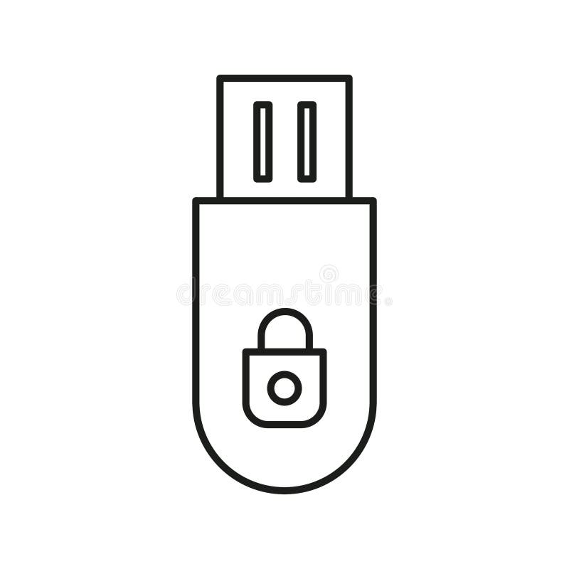 Encrypted Pendrive Icon Flat Line Symbol Set Stock Illustration ...