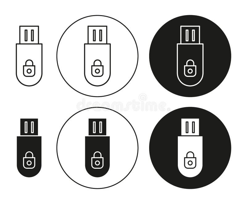 Encrypted Pendrive Isolated on White Background Set. Encrypted Pendrive ...