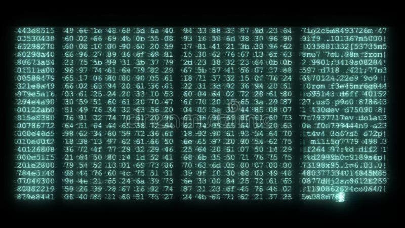 Encrypted Programming Security Hacking Code Data Flow Stream On Display New Quality Numbers