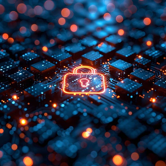 Encrypting Information with a Digital Lock. Stock Illustration ...