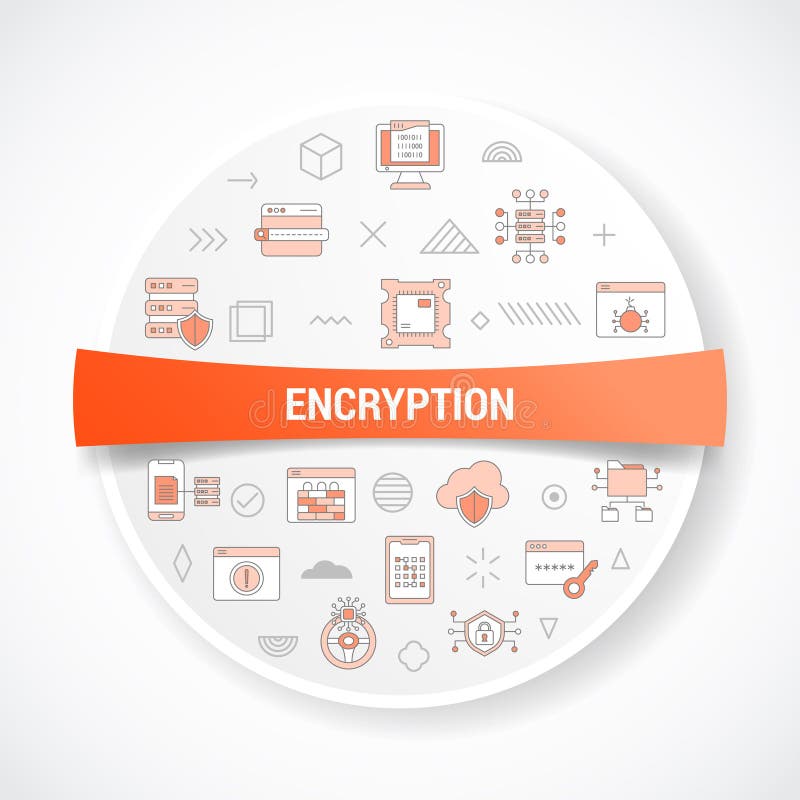 Encryption Concept with Icon Concept with Round or Circle Shape for ...
