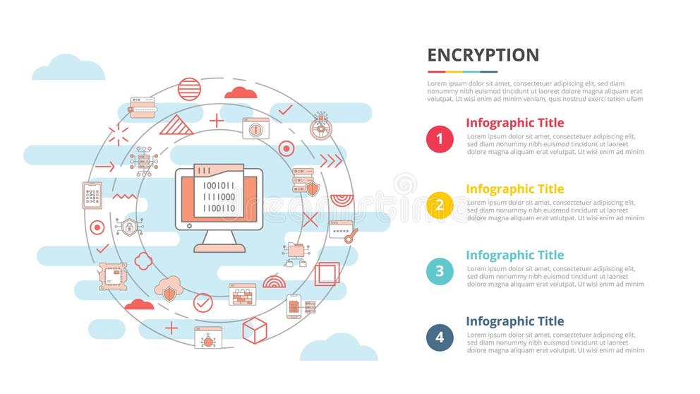 Encryption Concept for Infographic Template Banner with Four Point List ...