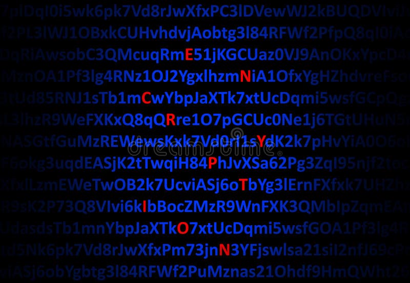 Encryption Concept - Red Decrypted Letters Stock Illustration ...