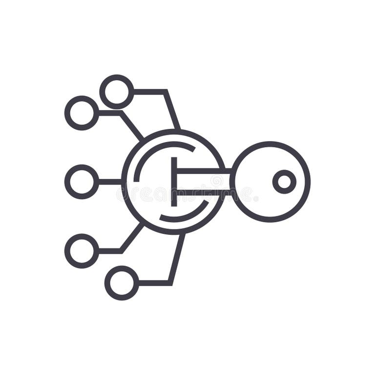 Encryption, Cryptography Key Concept Vector Thin Line Icon, Symbol ... Encryption, Cryptography Key Concept Vector Thin Line Icon, Symbol ...