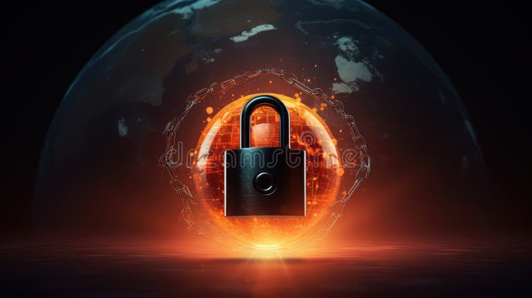 Encryption Cyber Security Orange Stock Illustration - Illustration of ...