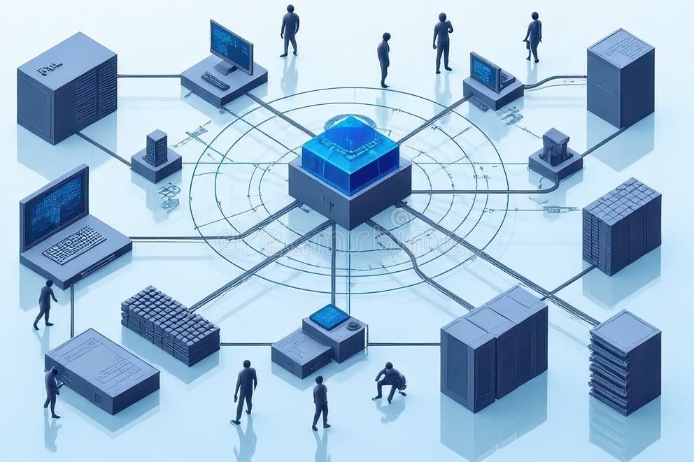 Encryption and Data Flow in VPN Networks Stock Illustration ...