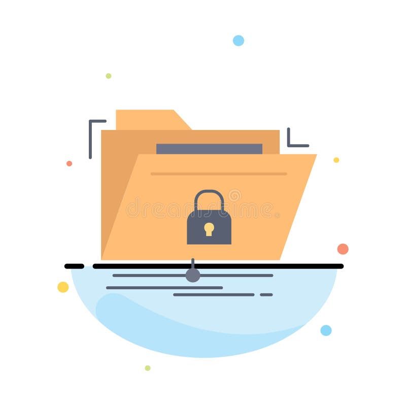 Encryption, Files, Folder, Network, Secure Flat Color Icon Vector Stock ...