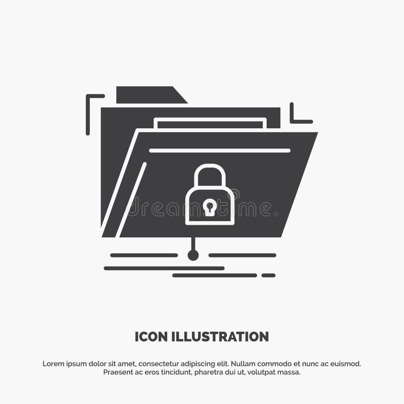 Encryption, Files, Folder, Network, Secure Icon. Glyph Vector Gray ...