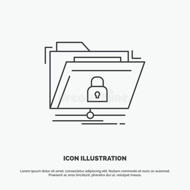 Encryption Files Folder Network Secure Icon Line Vector Gray Symbol For Ui And Ux Website