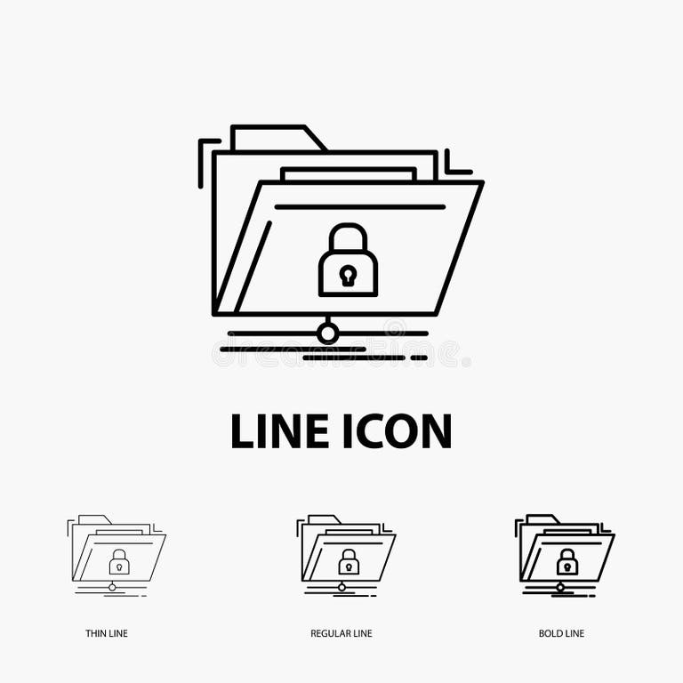 Encryption, Files, Folder, Network, Secure Icon in Thin, Regular and Bold Line Style. Vector ...