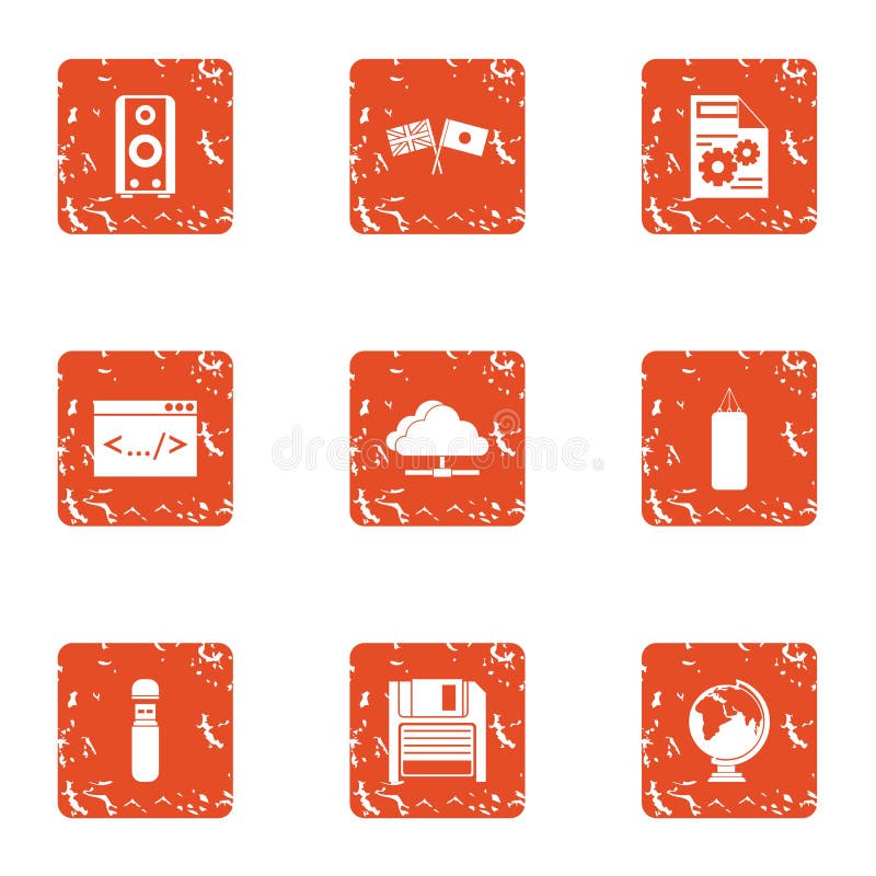 Encryption Icons Set Grunge Style Stock Vector Illustration Of Lorry