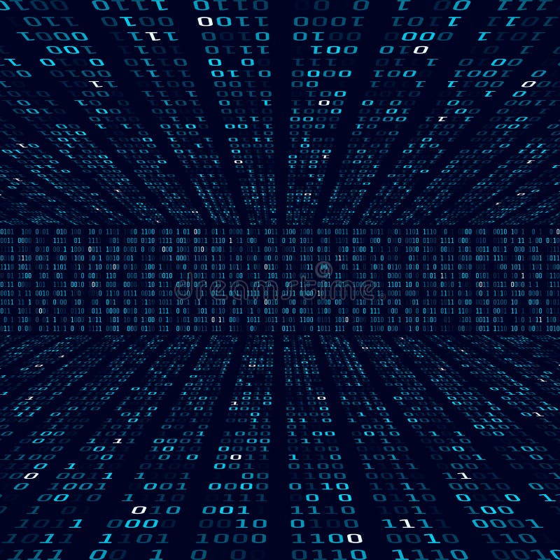 Encryption Information Binary Code On Blue Background Random Binary Numbers Big Data