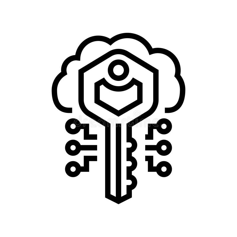 Encryption Key Cloud Computing Line Icon Vector Illustration Stock ...