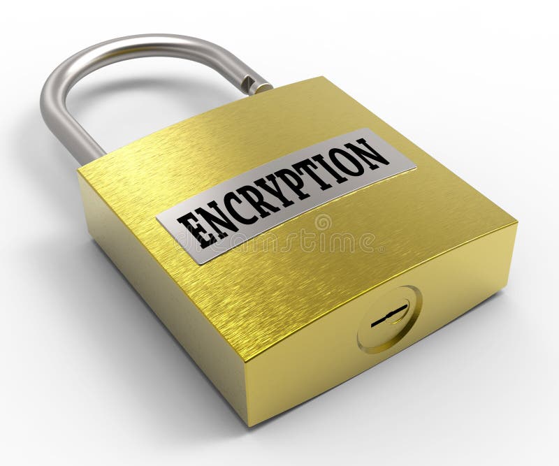 Encryption Padlock Means Encrypting Encrypts and Safeguard 3d Rendering ...