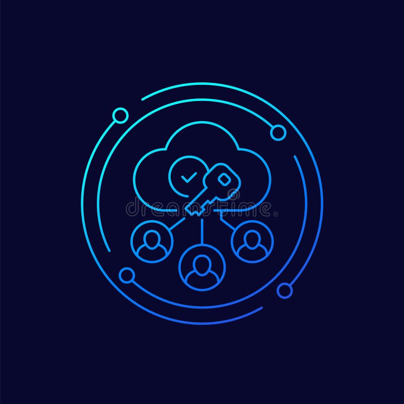 Encryption of Personal Data in Cloud Icon, Linear Stock Vector ...