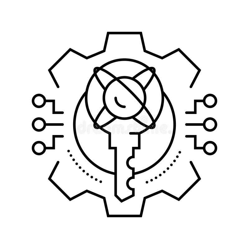 Encryption Quantum Technology Line Icon Vector Illustration Stock ...