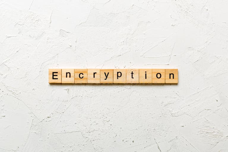 Encryption Word Written on Wood Block. Encryption Text on Table ...