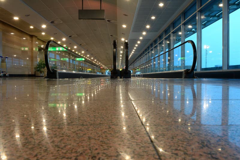 End of Airport Moving Walkway Stock Image - Image of modern, concourse ...
