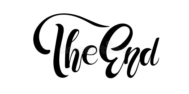 The End Calligraphy Lettering Isolated Black on White Background ...