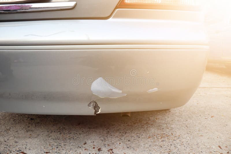 The End of the Car Has a Break from Being Hit. Stock Image - Image of ...