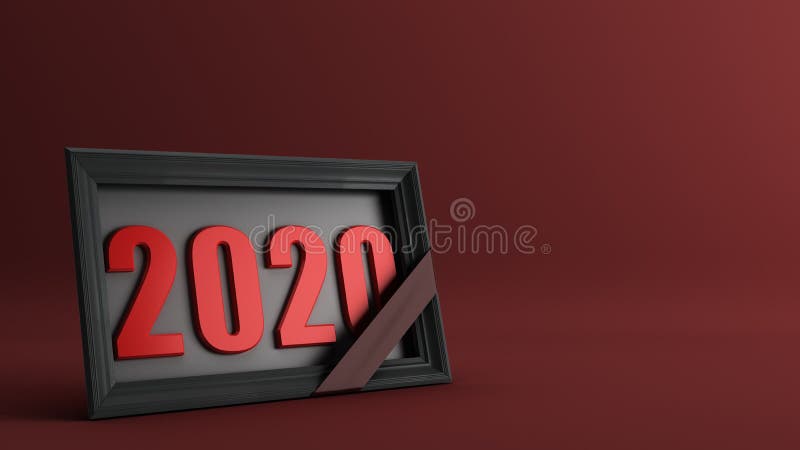 2020 End Concept Mourning and Sorrow 3d Render on Red Gradient Stock ...