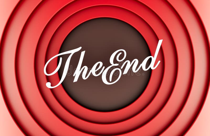 The End Concept. Retro Style Movie Ending Screen in Red Color. 3D ...