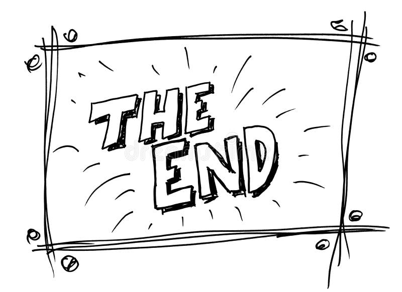 The End Doodle Drawing by Hand Stock Illustration - Illustration of ...