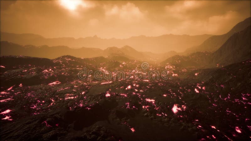 End of the Eruption of the Volcano Tolbachik with Lava Fields Stock ...