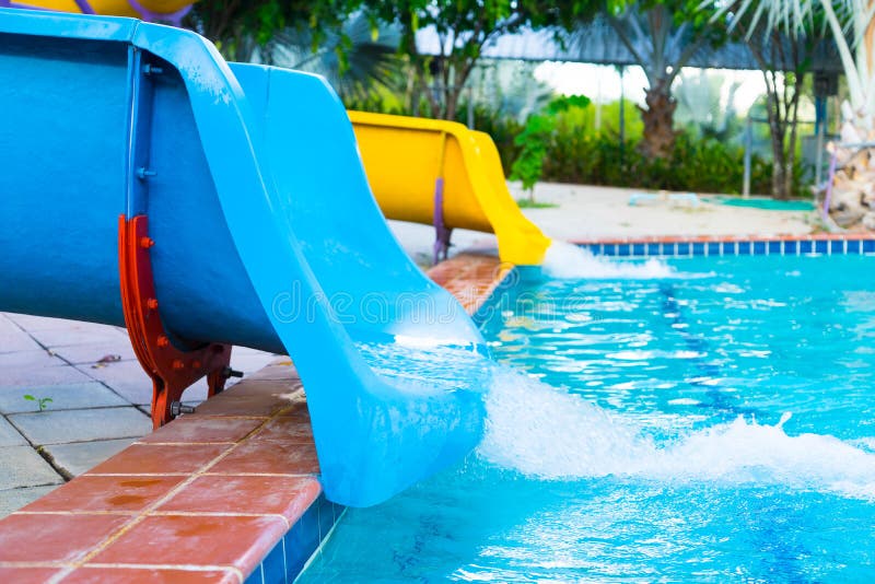 The End Exit of Water Slides Stock Image - Image of splash, outdoor ...