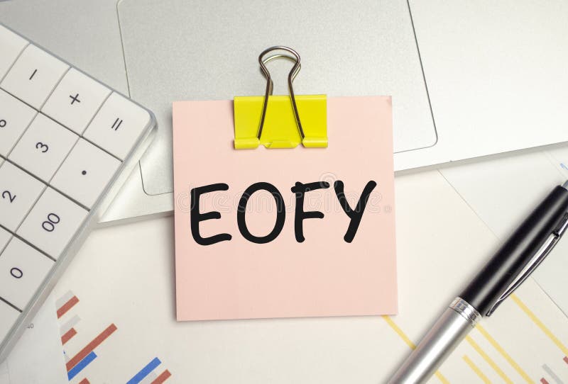 End of Financial Year Word on Sticker on Notepad with Pen and ...