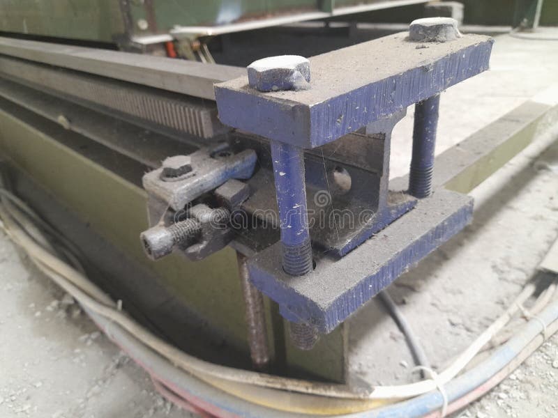 End Fixing Device of a Sheet Metal Cutting Rail Stock Photo - Image of ...