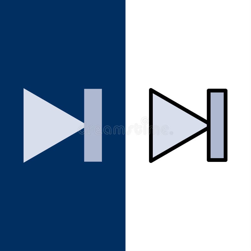 End, Forward, Last, Next Icons. Flat and Line Filled Icon Set Vector ...