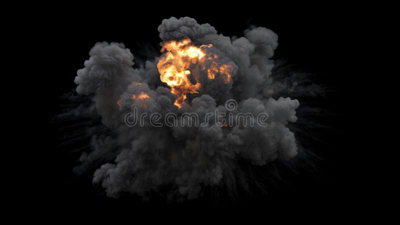 End of Ground Explosion with Middle Blast and Shockwave with Dense ...
