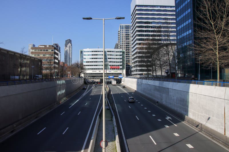 End of Motorway A12 Called Utrechtsebaan in the Hague Stock Image ...