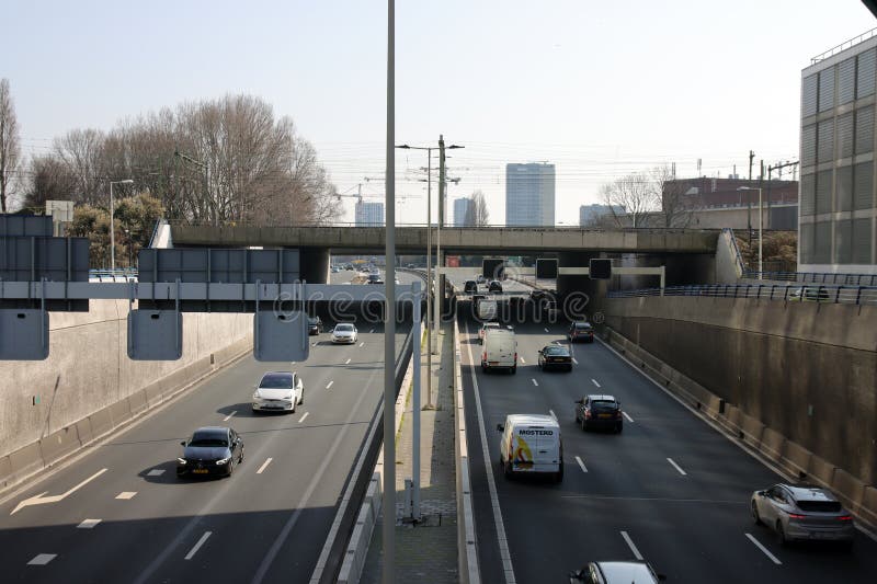 End of Motorway A12 Called Utrechtsebaan in the Hague Editorial Stock ...