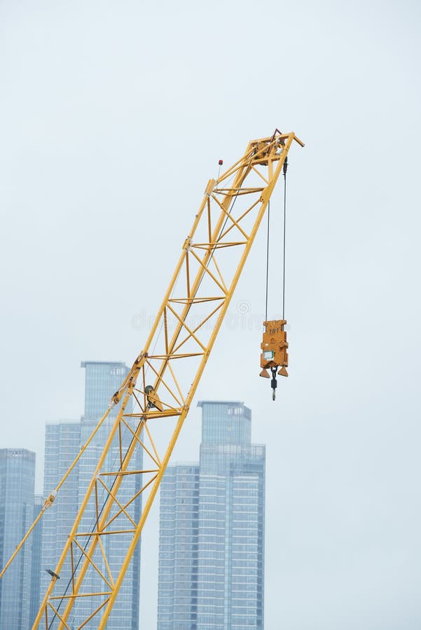 Hook on tower crane stock photo. Image of cable, steel - 129433064