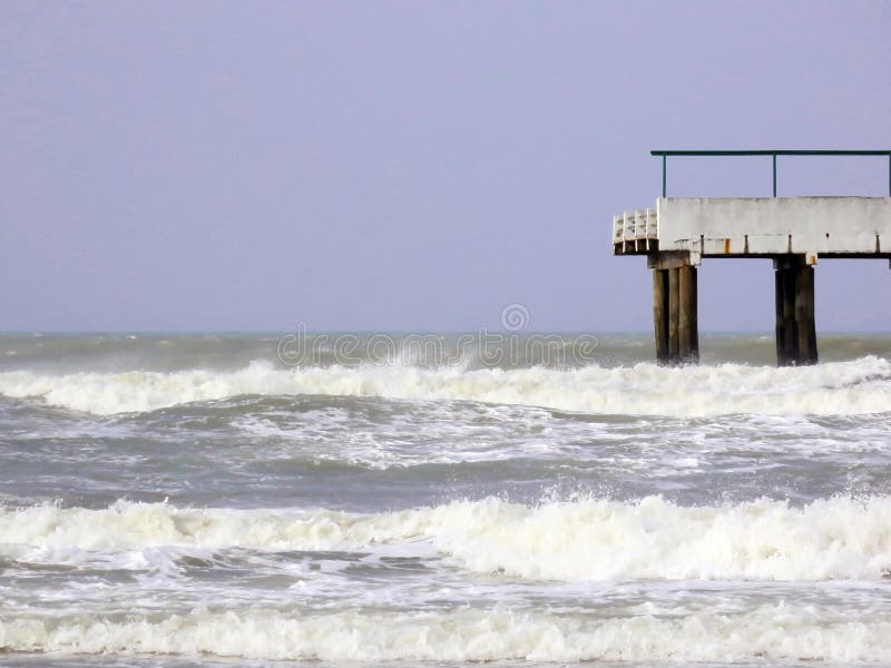 End of the Pier Over the Sea Stock Image - Image of nmonochrome ...